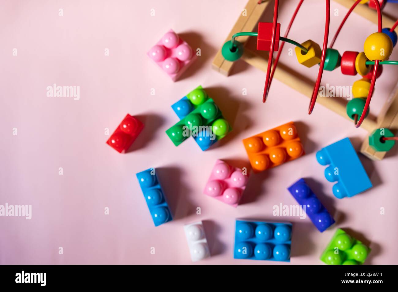 A set of children's educational toys on a gray background for the ...