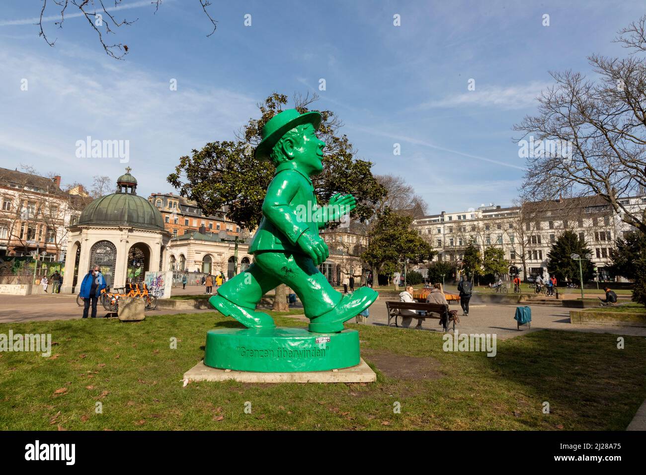 Wiesbaden, Germany -February 20,2021: green Ampelmann as symbol for the ...