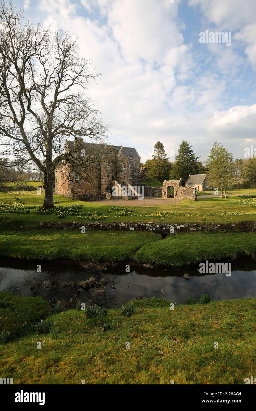 Rowallan Castle, Ayrshire, Scotland, UK . Spring time with a field of ...