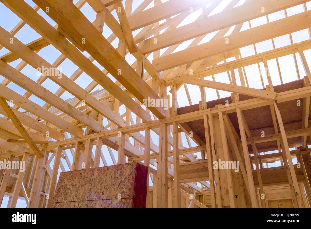 Being built with wooden framing under framing beams stick Stock Photo ...
