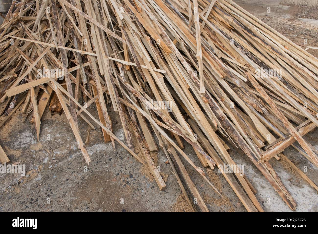 Wood stack storage of timber materials and lumber pile industry Stock ...