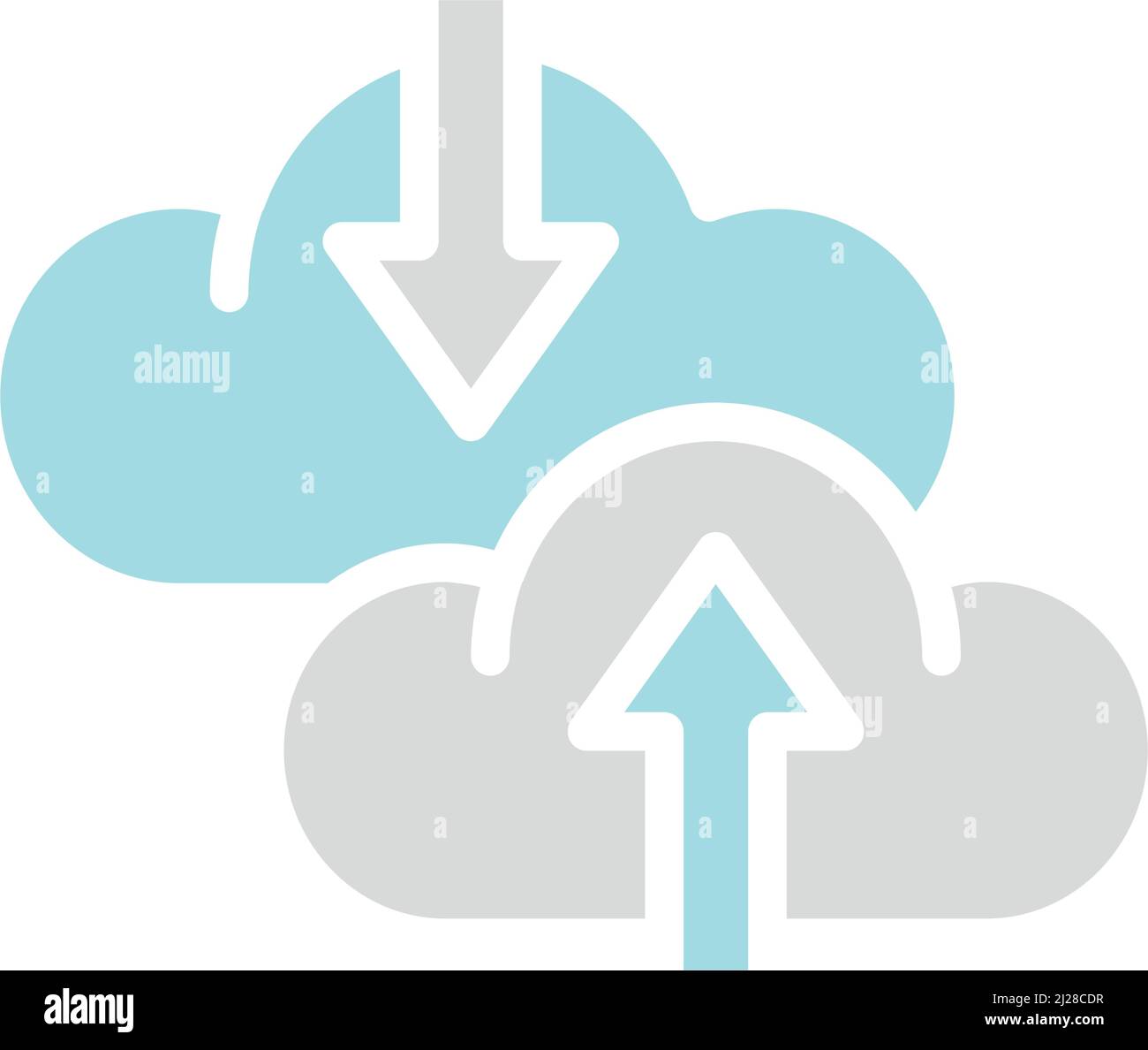 Vector cloud, data transfer, download, loading white line icon Stock ...