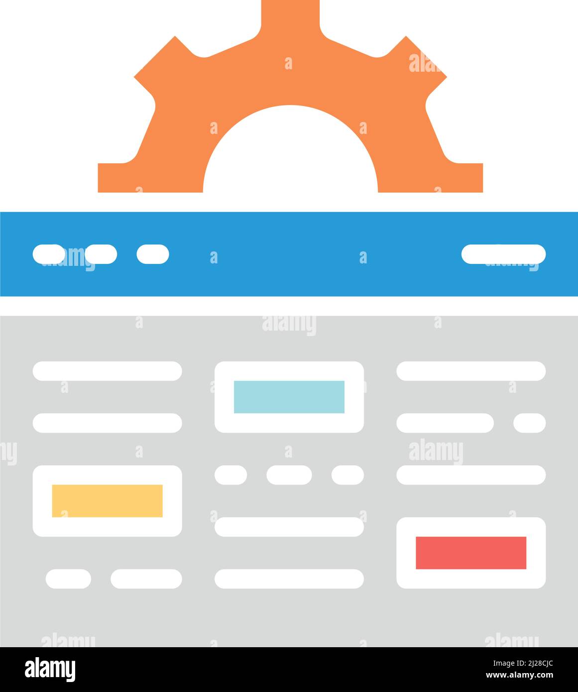 Vector webpage with gear, browser repair, website optimization white ... Vector webpage with gear, browser repair, website optimization white ...
