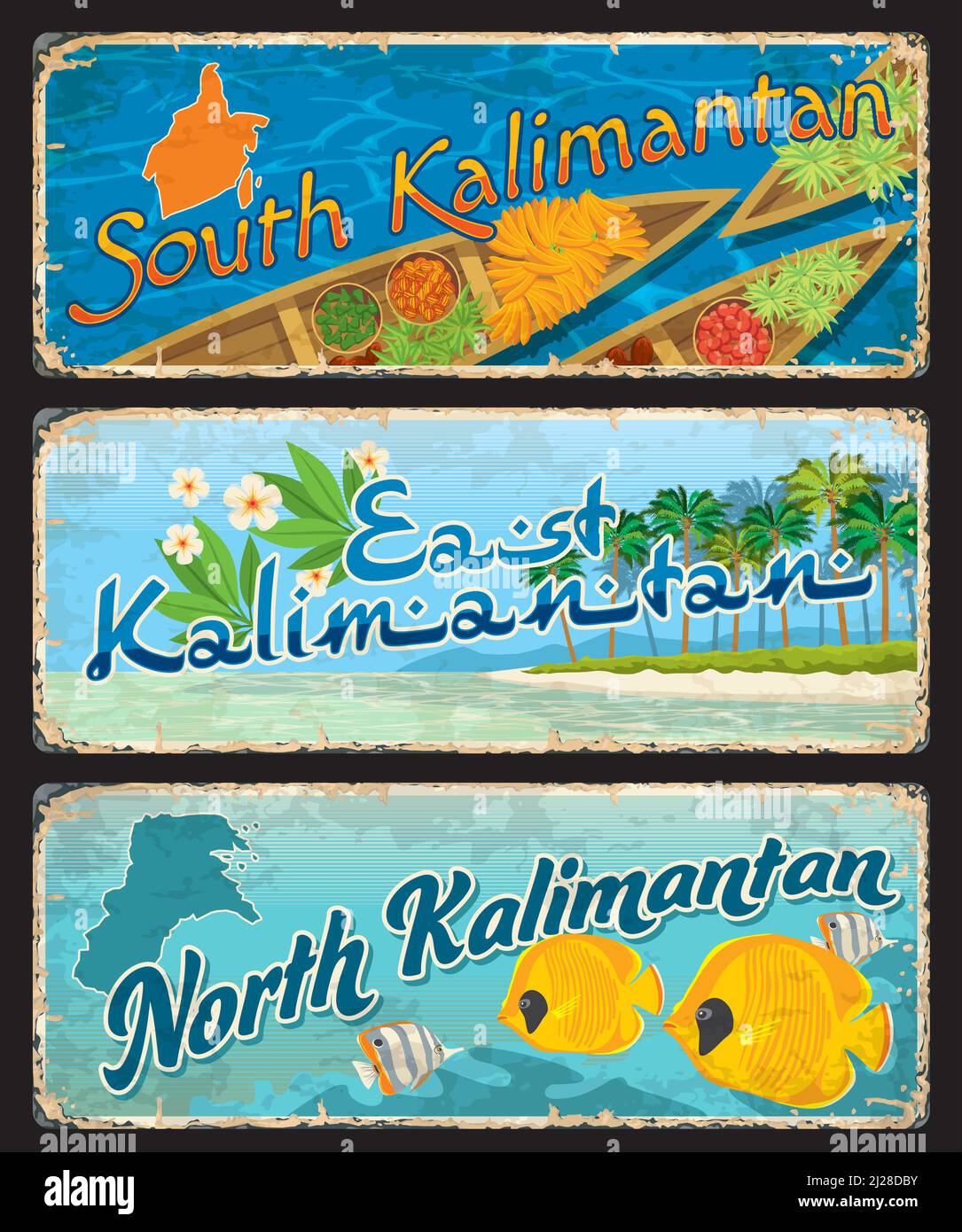 South, East and North Kalimantan indonesian travel plates and stickers ...