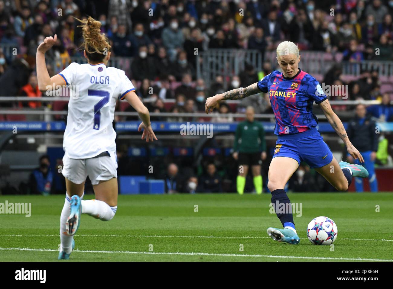 March 30, 2022, Barcelona, Spain: Maria Leon of FC Barcelona during the ...