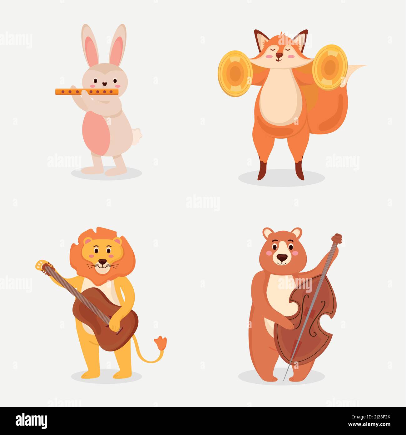 four cute animals playing instruments Stock Vector Image & Art - Alamy