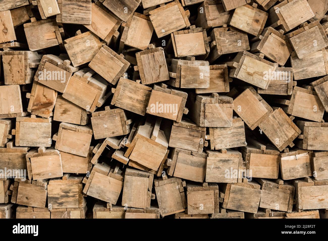 Wood stack storage of timber materials and lumber pile industry Stock ...