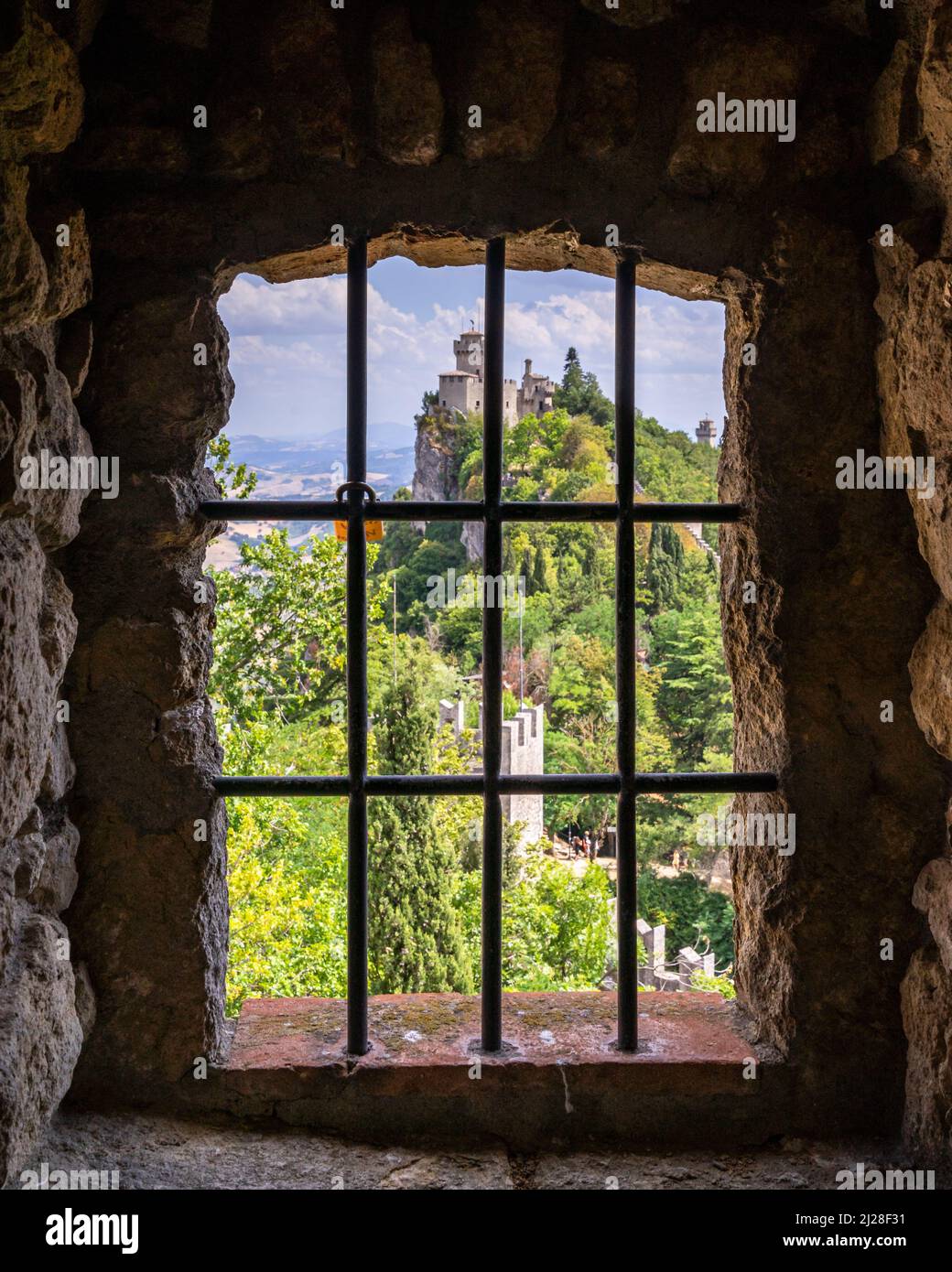 A photo of a castle rusted jail window and a view of De La Fratta, from ...