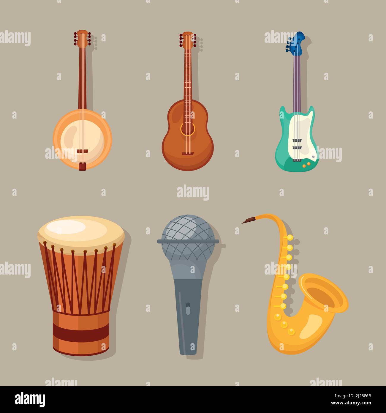 six musical instruments icons Stock Vector Image & Art - Alamy