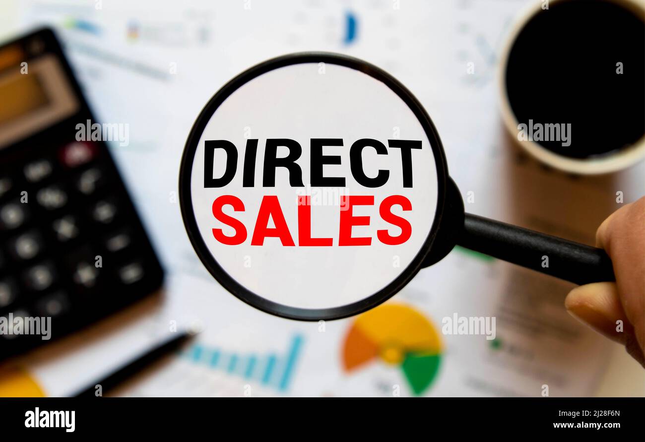 Businessman hand touching DIRECT SALES sign on virtual screen with ...