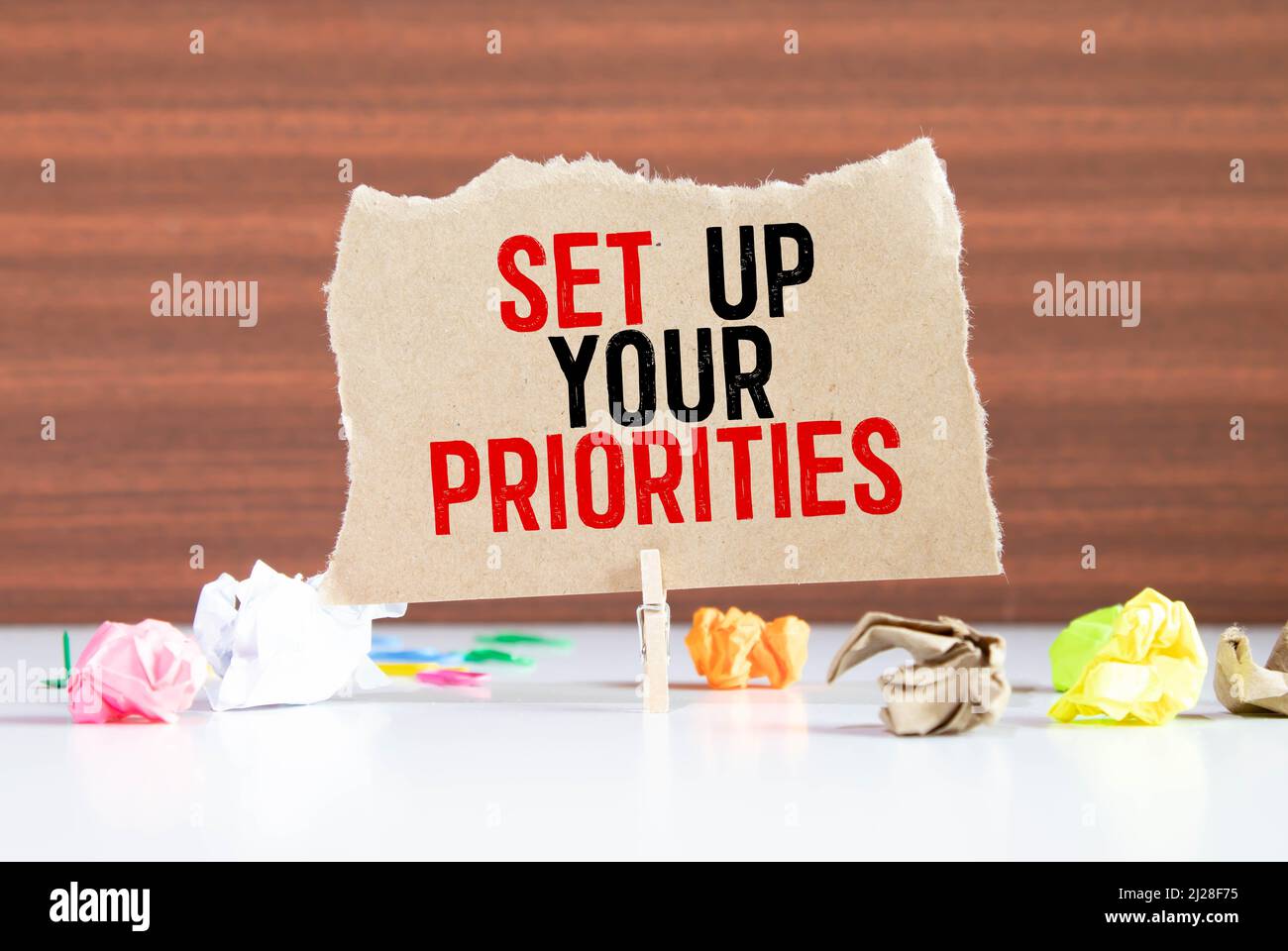 black calculator with text Set up your priorities on the white ...