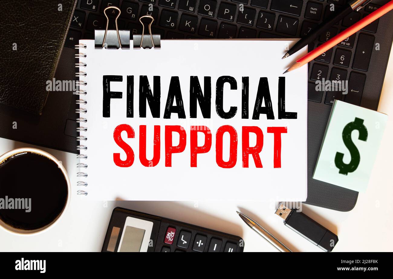 Financial Support text written on a notebook with pencils Stock Photo ...