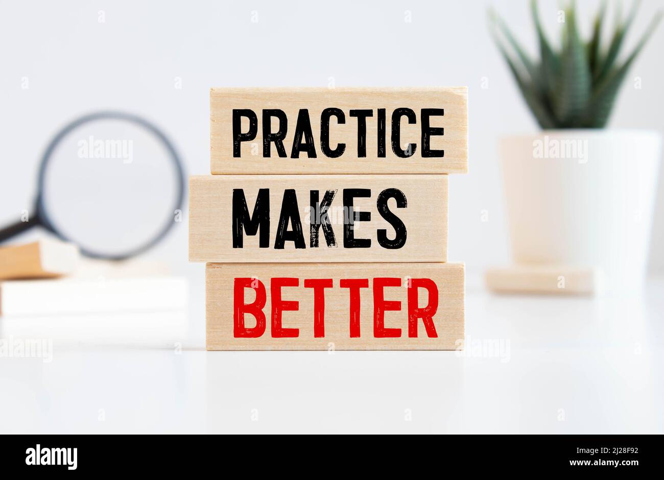 Practice Makes Better text written on a notebook with pencils Stock ...