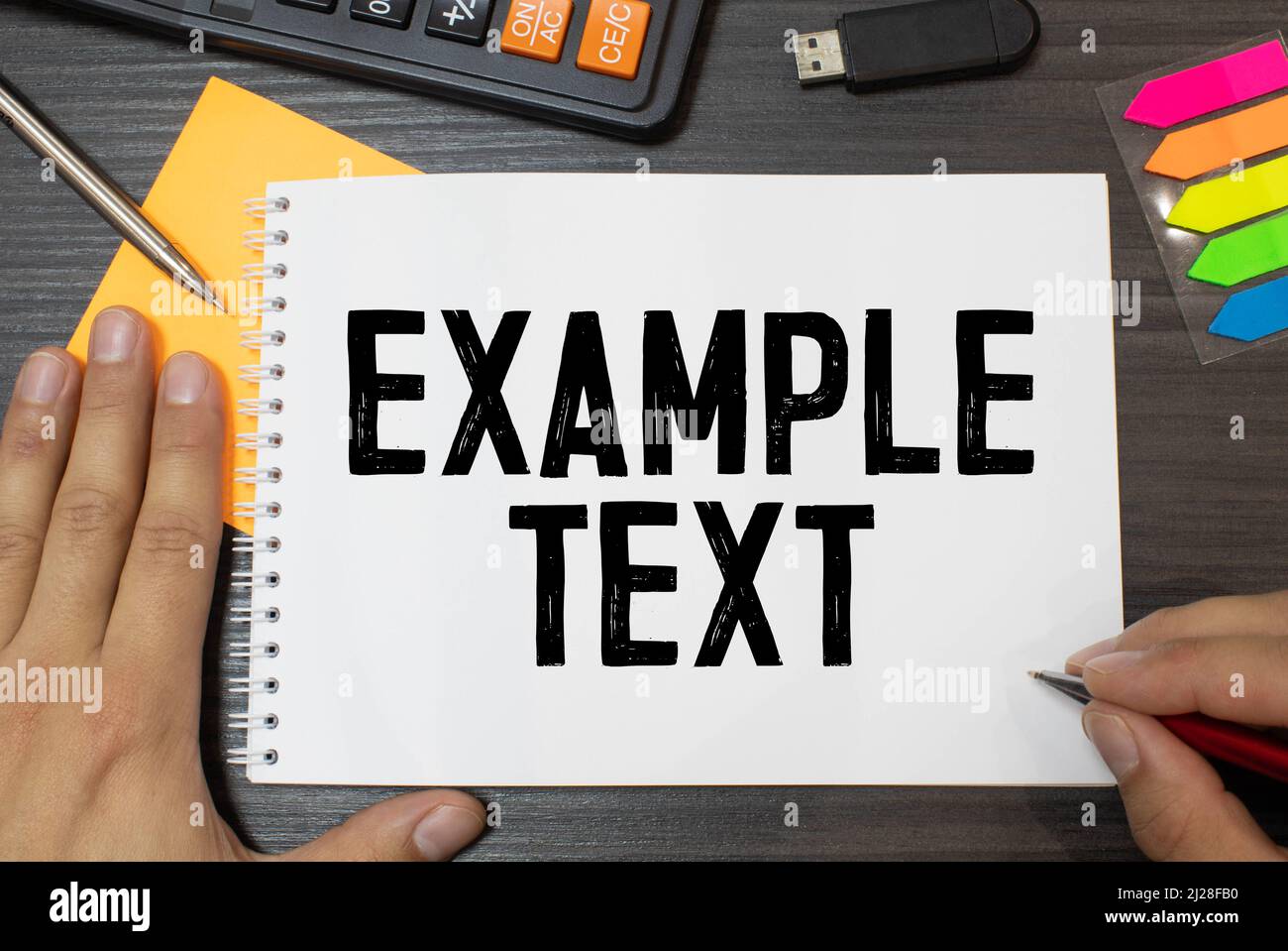 text EXAMPLE on the short note texture background with pen Stock Photo ...