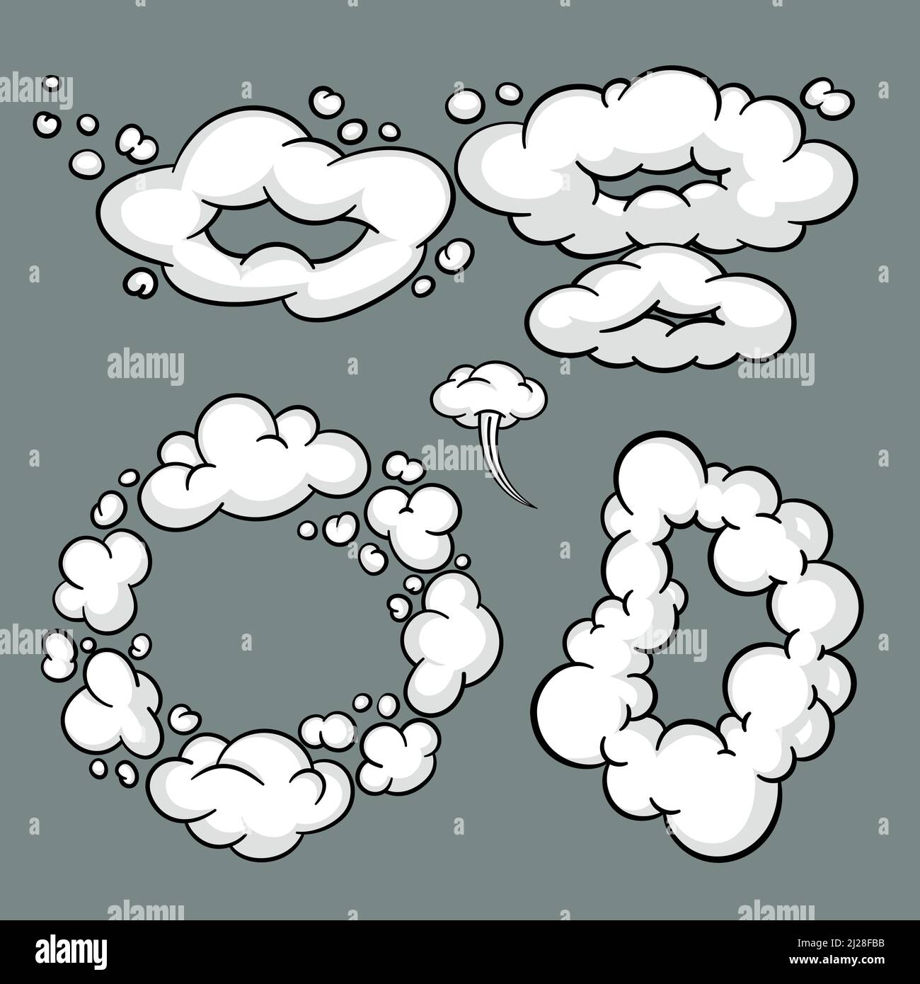 Comic cloud or smoke, cartoon vector motion effects, and explosions ...