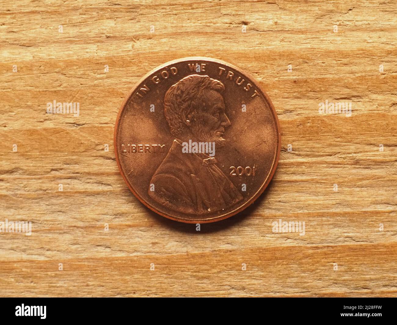 one cent coin, obverse side showing Lincoln portrait, currency of the ...