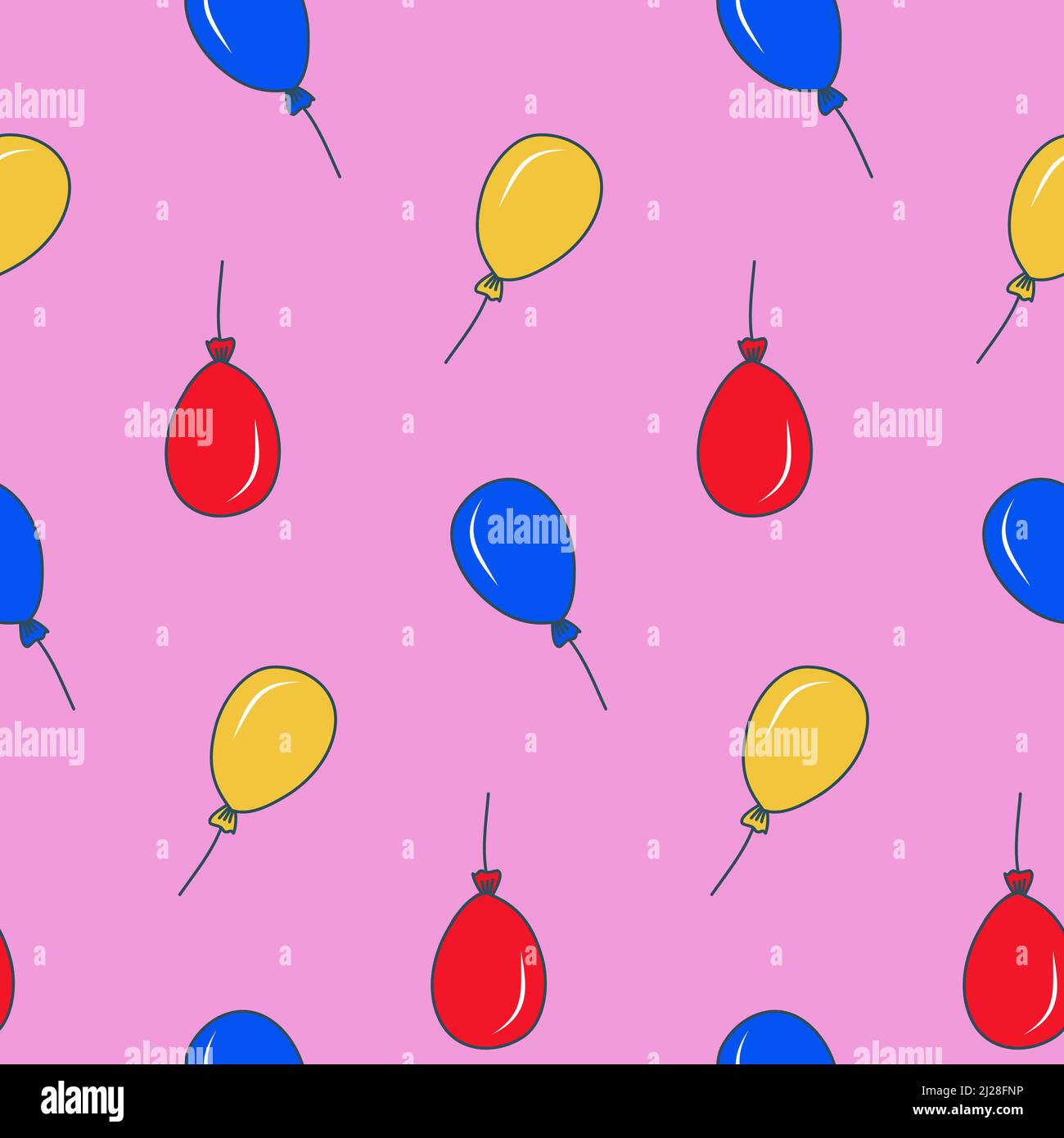 Party balloon seamless pattern, bright contrasting color red blue ...