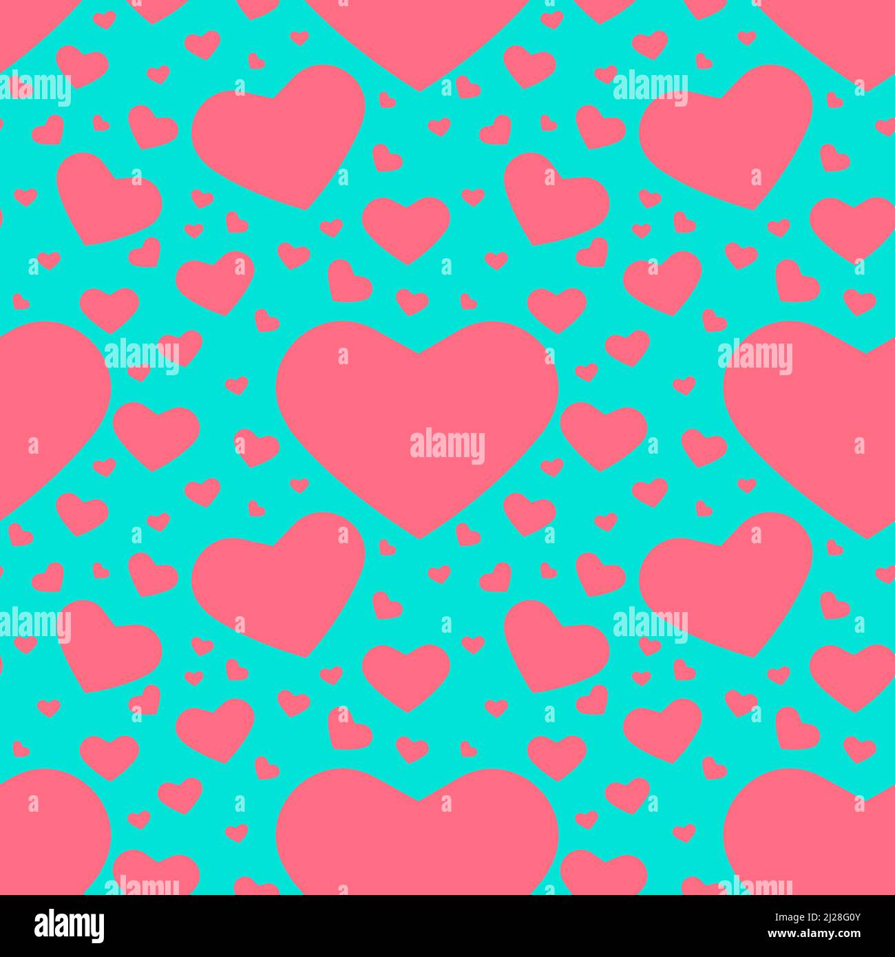 Seamless pattern, heart big and small on a blue background ...