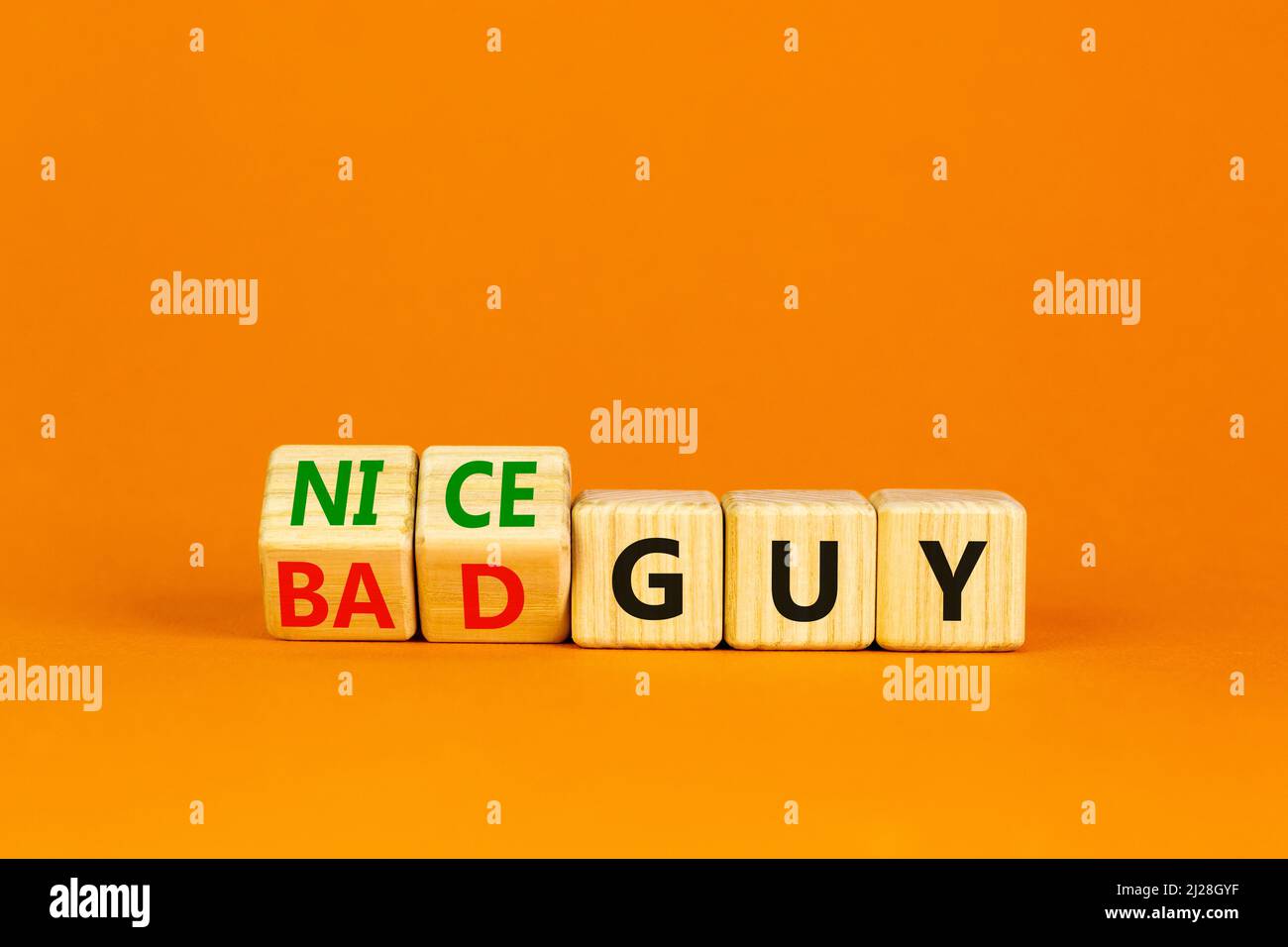 Nice or bad guy symbol. Turned cubes and changed concept words Bad guy ...