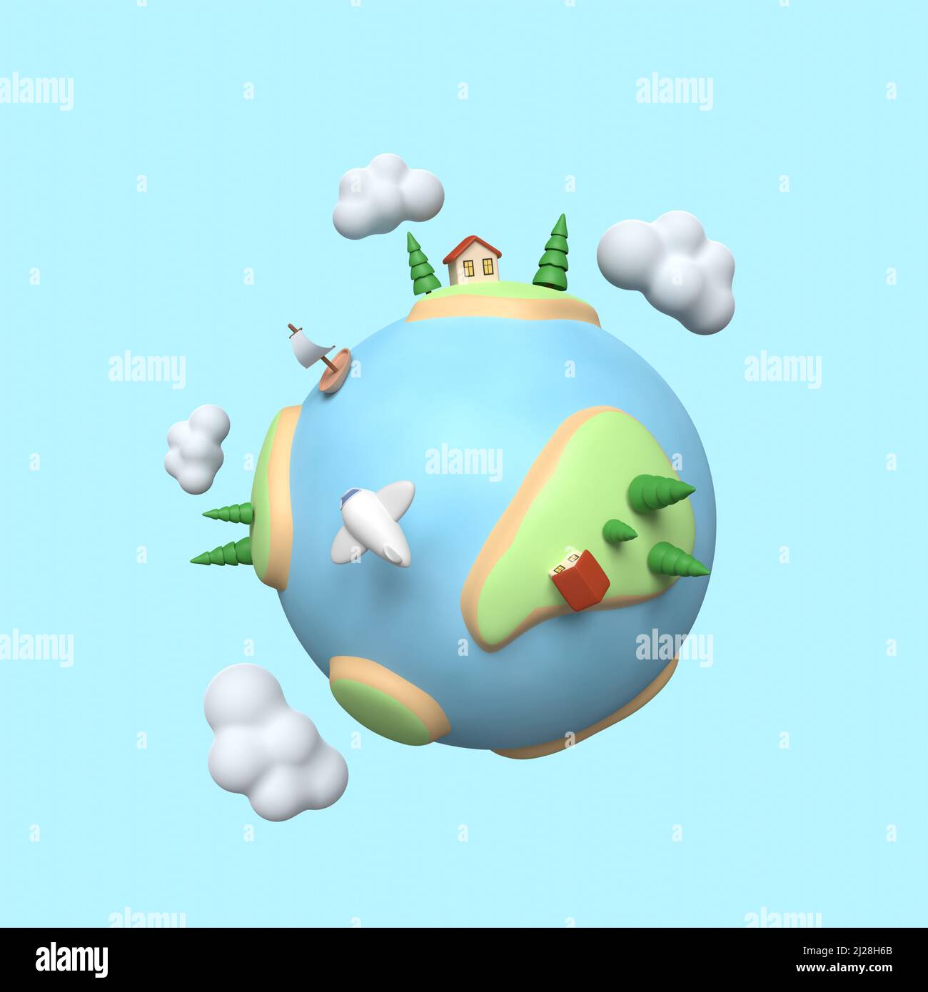 Cute cartoon Earth design. 3D illustration Stock Photo - Alamy
