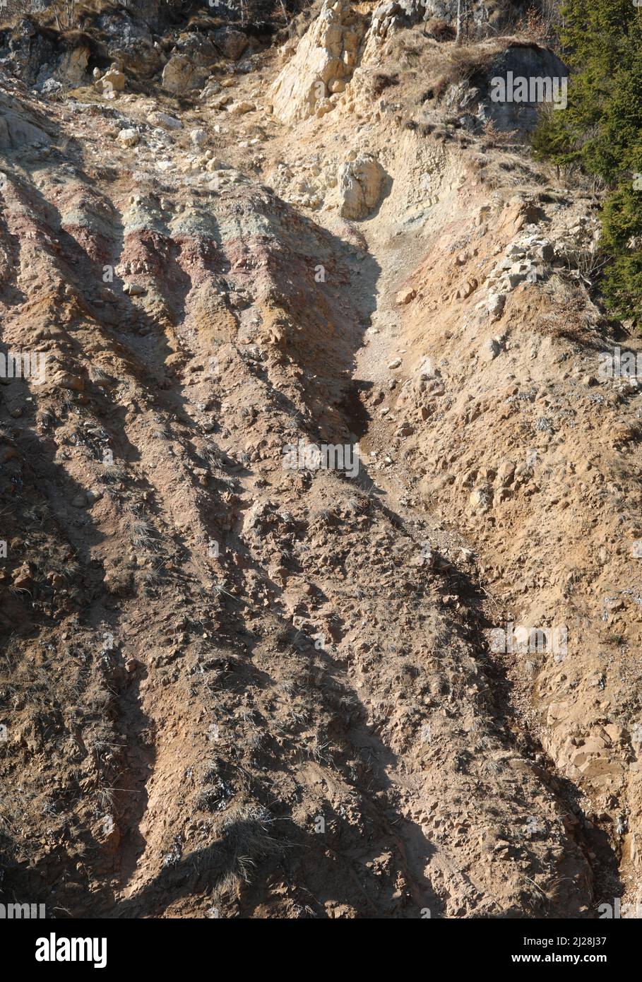 very dangerous landslide and landslide in the mountain caused by ...