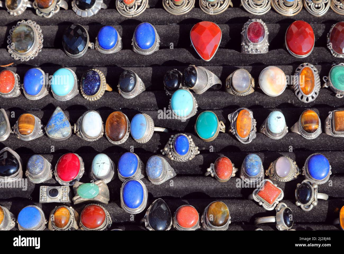 many antique silver rings with precious gemstones and minerals for sale ...