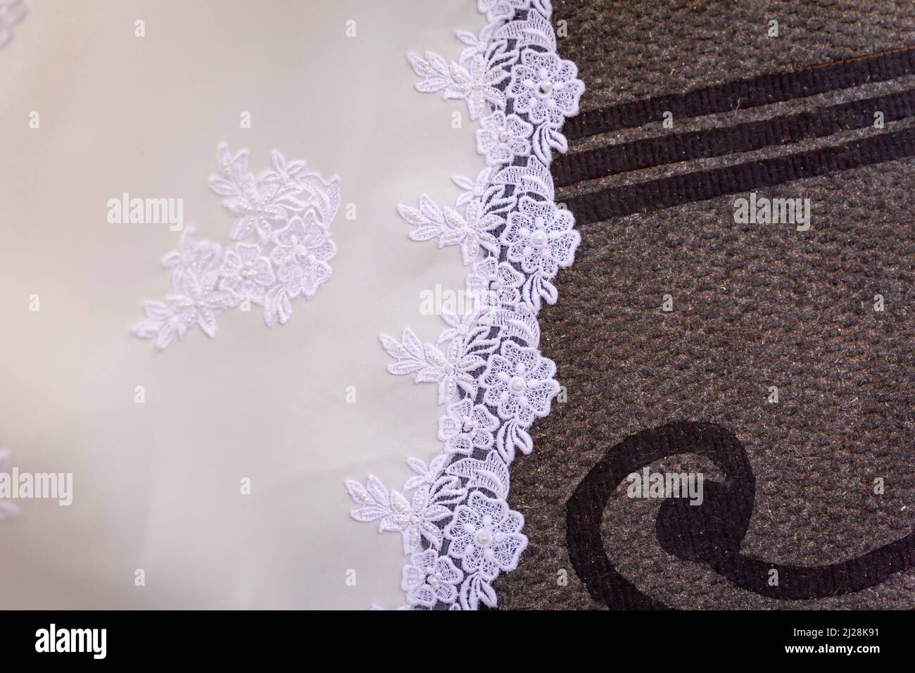 Bride getting ready, dressing, on her wedding day Stock Photo - Alamy
