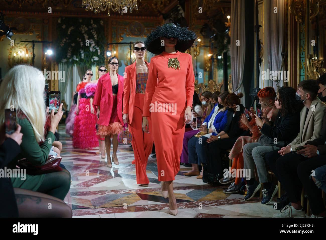 A model showcases Pomeline design during the Atelier Couture bridal ...