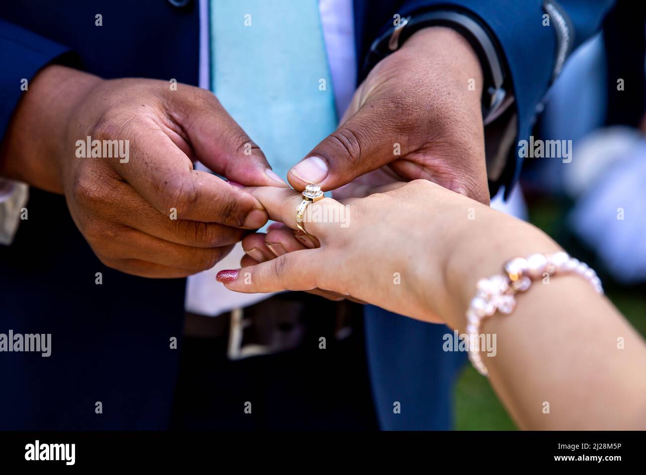Bride finger groom putting ring hi-res stock photography and images - Alamy