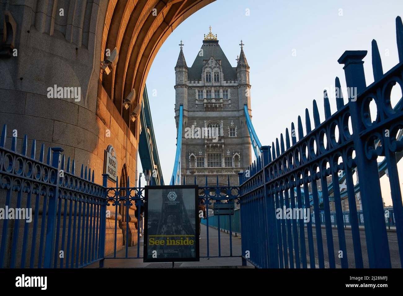 Landmark bridge Tower Bridge London England a bascule bridge across the ...