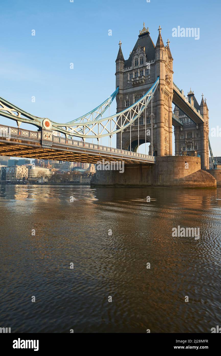 Landmark bridge Tower Bridge London England a bascule bridge across the ...