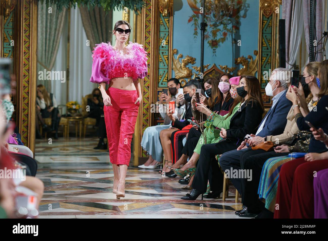 A model showcases Pomeline design during the Atelier Couture bridal ...