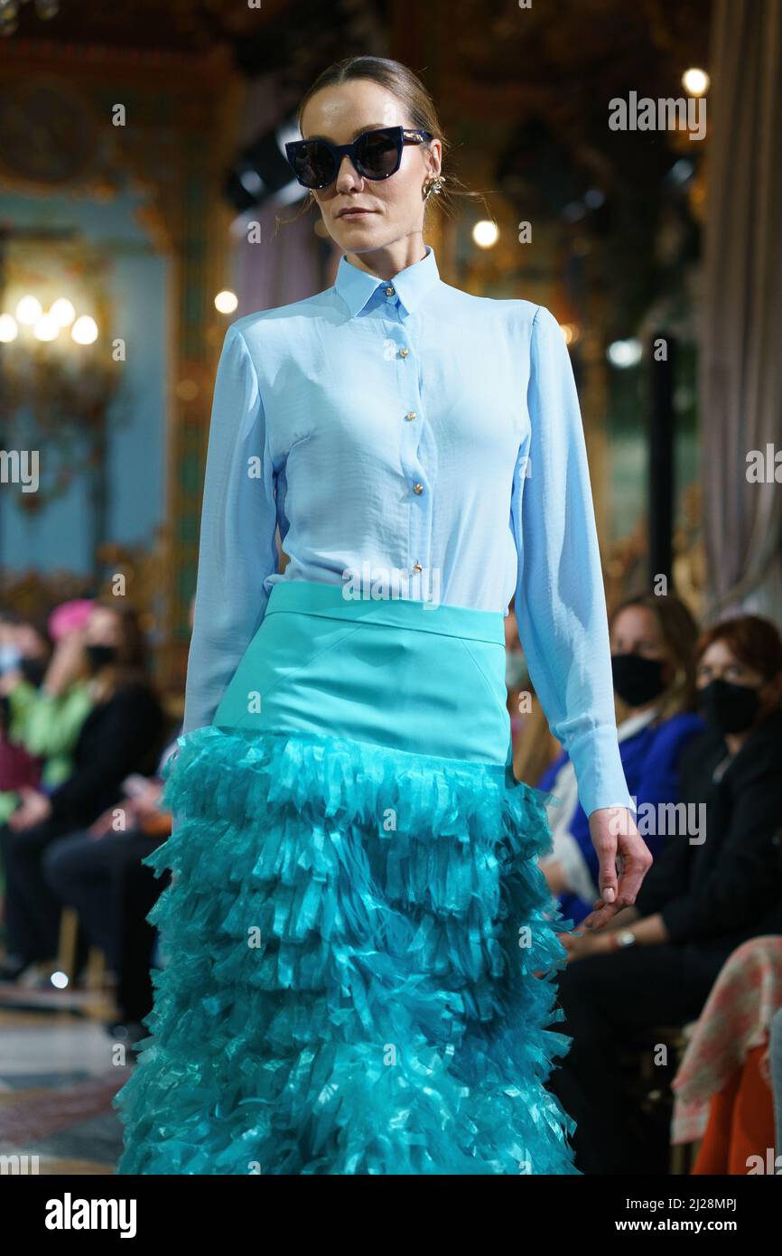 A model showcases Pomeline design during the Atelier Couture bridal ...