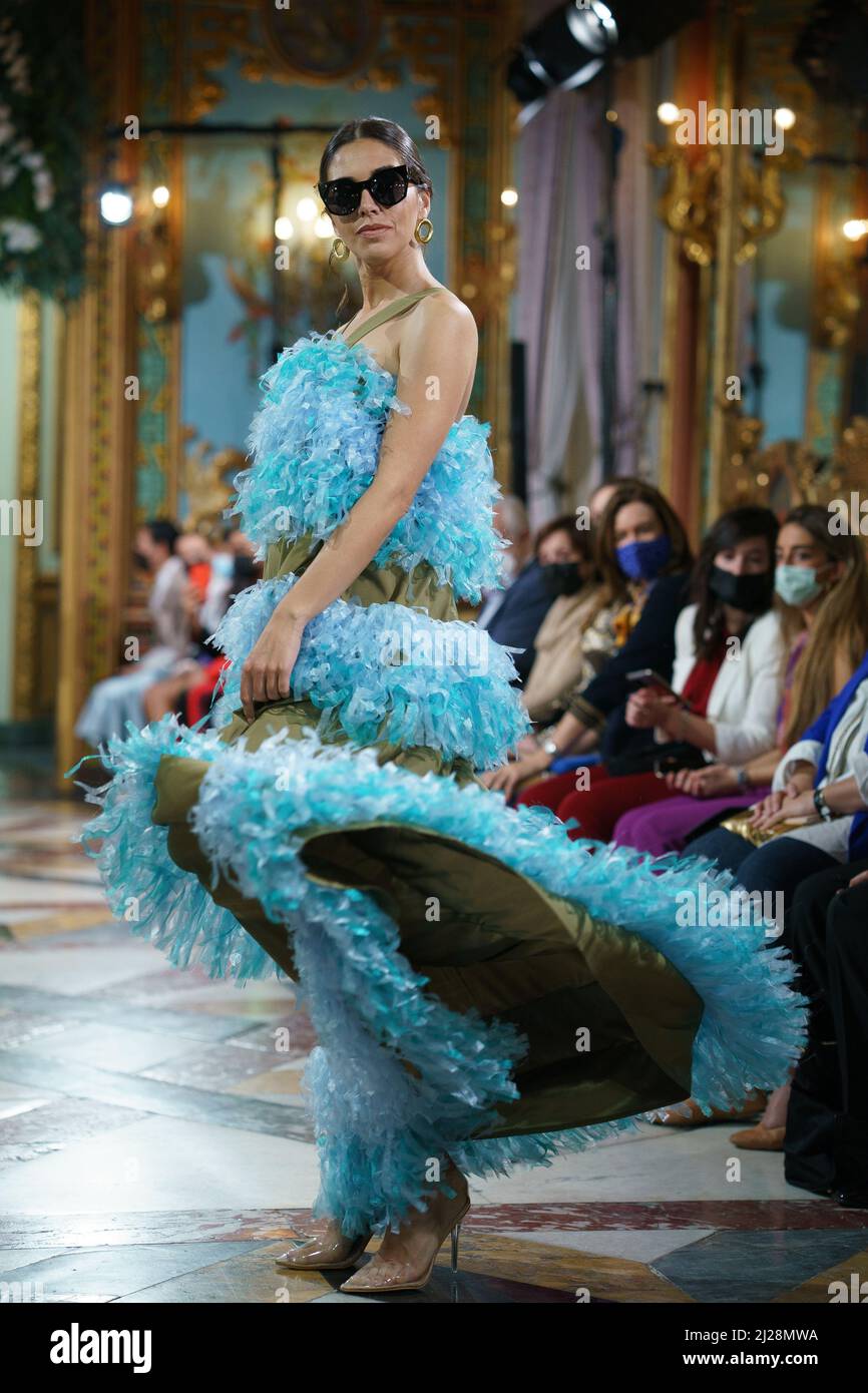 A model showcases Pomeline design during the Atelier Couture bridal ...