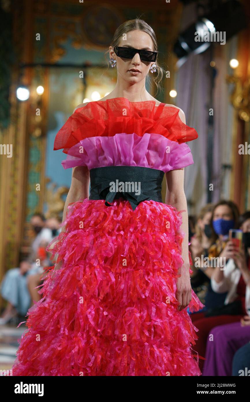 A model showcases Pomeline design during the Atelier Couture bridal ...