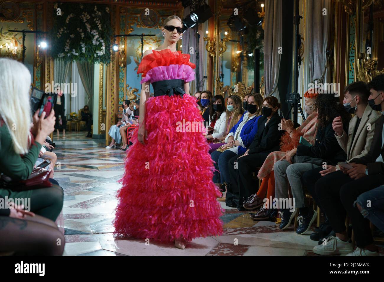 A model showcases Pomeline design during the Atelier Couture bridal ...
