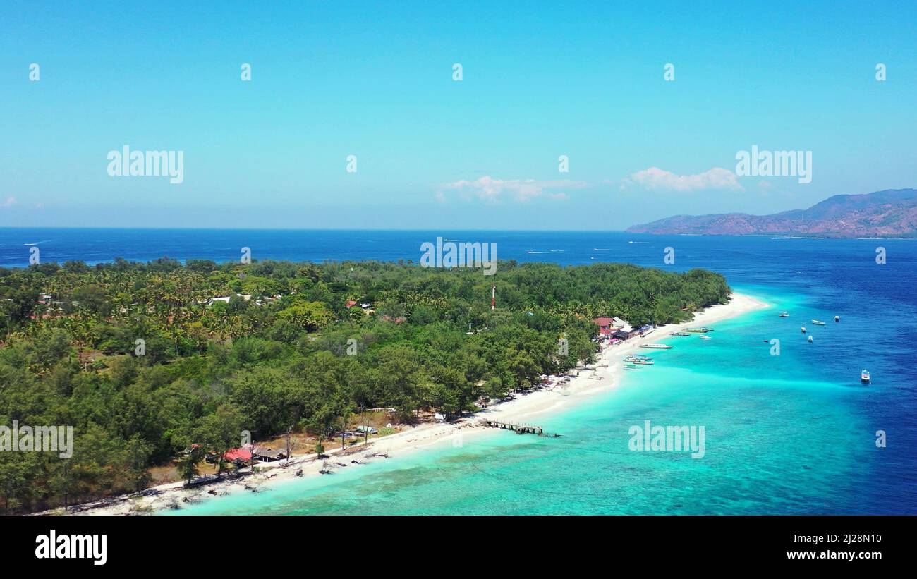 A beautiful view of island with dense trees surrounded by ocean Stock ...