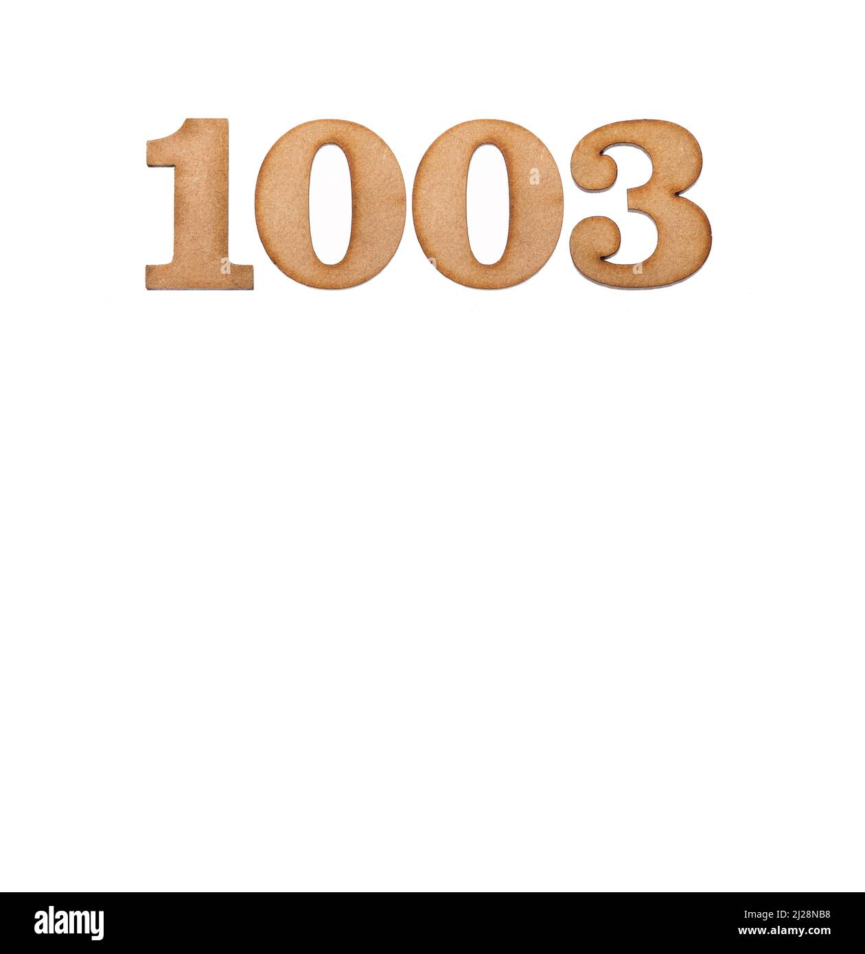 Number 1003 in wood, isolated on white background Stock Photo - Alamy