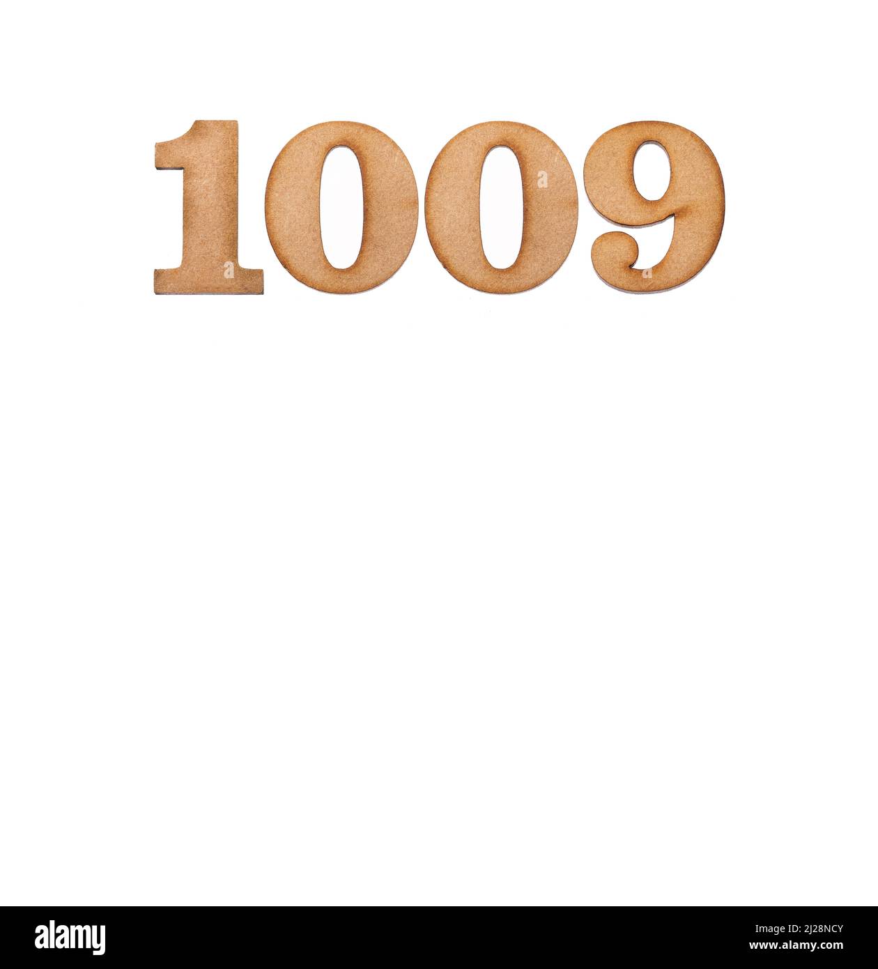 Number 1009 in wood, isolated on white background Stock Photo - Alamy