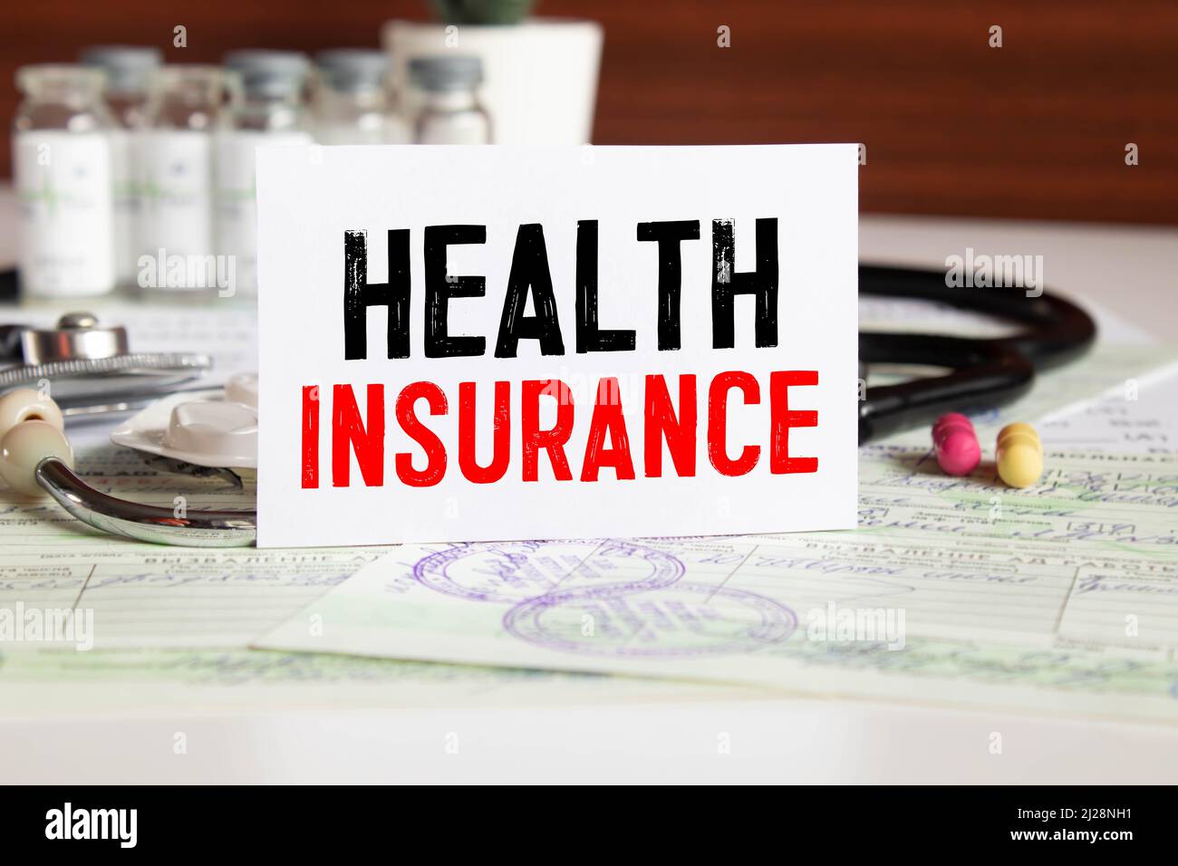 Health Insurance, medical concept. Physician shows information Stock ...