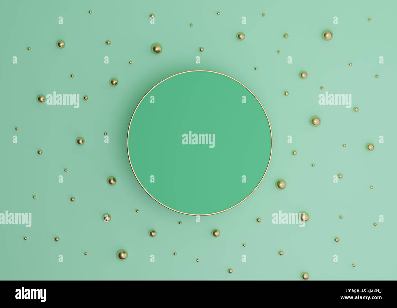Bright turquoise green 3D rendering luxury product display podium or ...