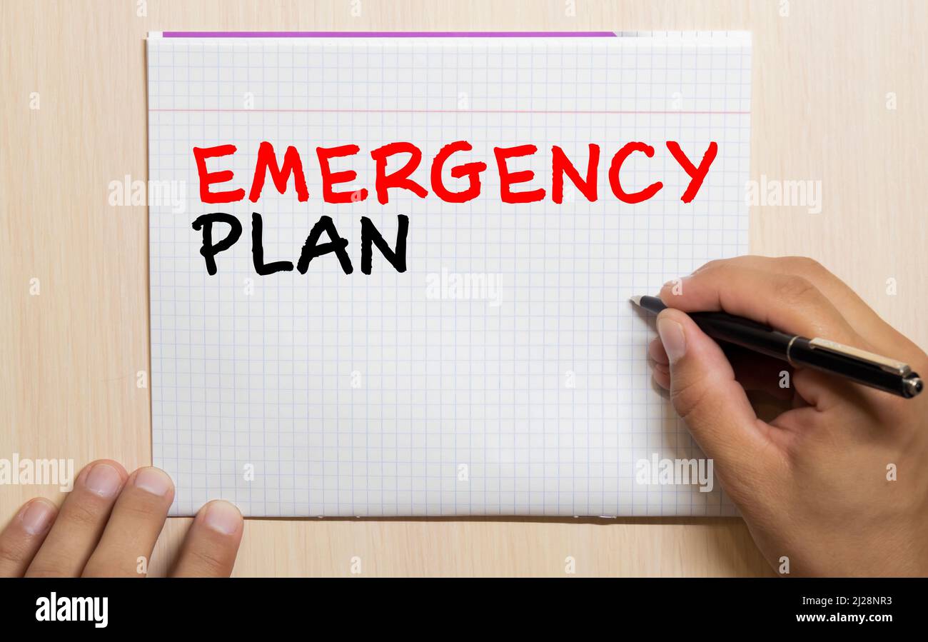 Handwriting Announcement text showing Emergency Plan. Business concept ...