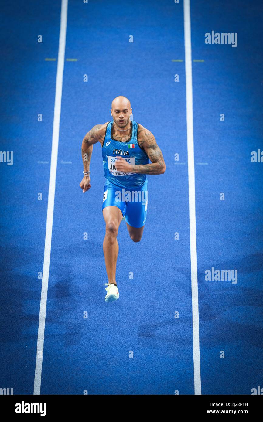 Marcell Jacobs participating in the 2022 Belgrade Indoor World ...
