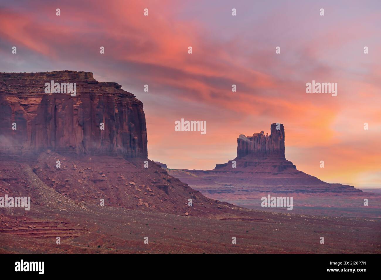 View of iconic rock formation in Monument Valley Navajo Tribal Park ...