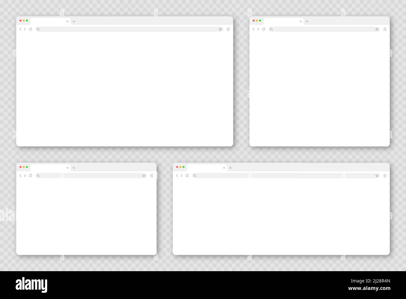 Blank web browser window with tab, toolbar and search field. Modern ...
