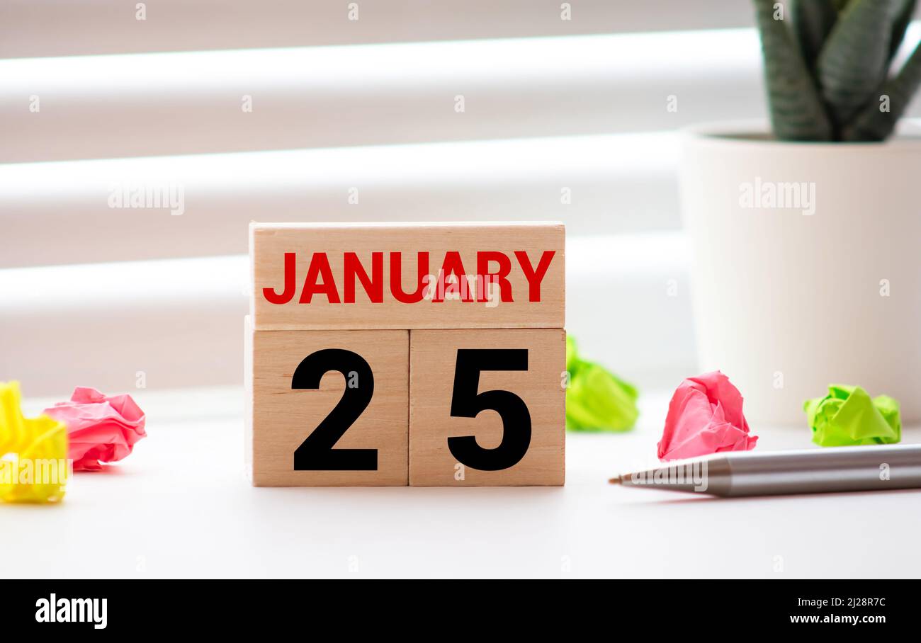 January Month, Appointment date with number cube design. Date 25 Stock ...