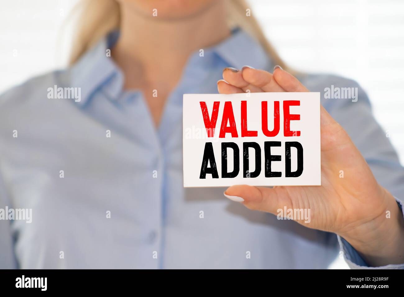 Add value text concept isolated over white background Stock Photo - Alamy