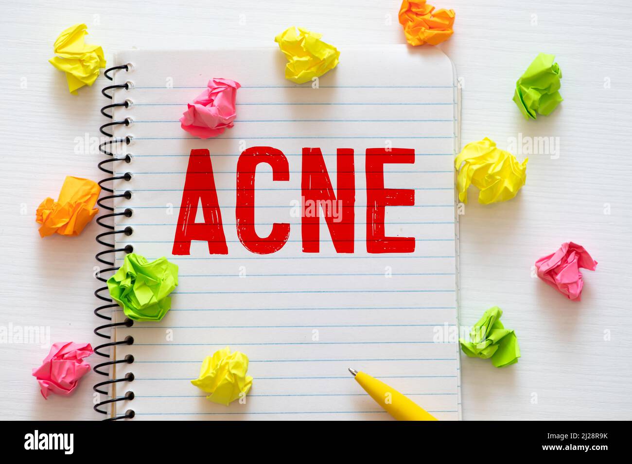 Text ACNE on white paper background health care concept Stock Photo - Alamy