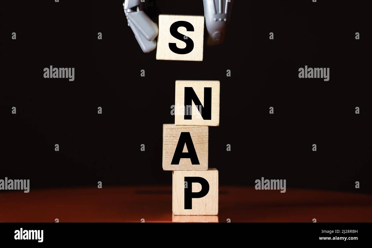 snap word made with building blocks isolated on white Stock Photo - Alamy
