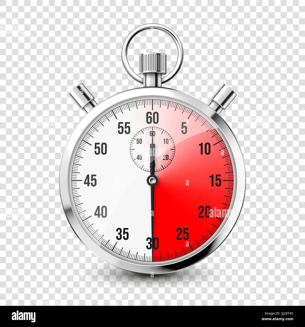 Realistic Classic Stopwatch Icon Shiny Metal Chronometer Time Counter